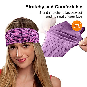 Fashion Headbands for Womens - Sweatband & Hair Bands for Working, Running, Cross fit, Cycling, Yoga - Stretchy Moisture Wicking Women Headband(3 Packs)