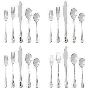 Ginkgo International Shimmer 20-Piece Stainless Steel Flatware Place Setting, Service for 4