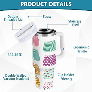 Burbuja Beach Shorts Pattern 40oz Insulated Tumblers with Handle and Straw Lid, Double Wall Stainless Steel Travel Mug Leak-Proof, BPA Free, Gift for Mom Dad