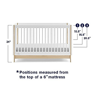 GAP babyGap Tate 4-in-1 Convertible Crib - Greenguard Gold Certified, Bianca White/Natural