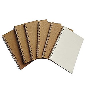 Blank Spiral Notebook Soft Cover Journal,Unlined Sketch Book Pad (6 pack)