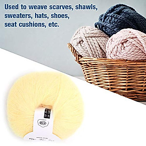 Wool Yarn for Knitting, 12 Colors Soft Thin Angora Mohair Yarn Hand Washable Long Wool Yarn DIY Scarf Crochet Thread Supplies for Craft Projects(Yellow)