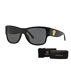 Versace VE4275 GB1/87 58M Black/Grey Square Sunglasses For Men For Women + BUNDLE with Designer iWear Eyewear Kit