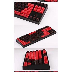GOTMOKAY DIY Keycap Red&Black Personalise Keycap Cherry PBT Dye-Sublimated 178 Keycaps Cherry Factory Height for Mechanical Gaming Keyboard (Black&Gray)