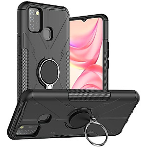 Kukoufey Case for Infinix Smart 5 Case Cover,360°Rotatable Kickstand Dual Layer Shockproof Case for Infinix Hot 10 Lite X657B / Smart 5 Case Black