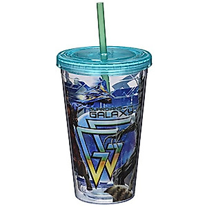 Vandor Marvel Guardians of the Galaxy 18 oz Acrylic Travel Cup with Lid and Straw, Multicolor