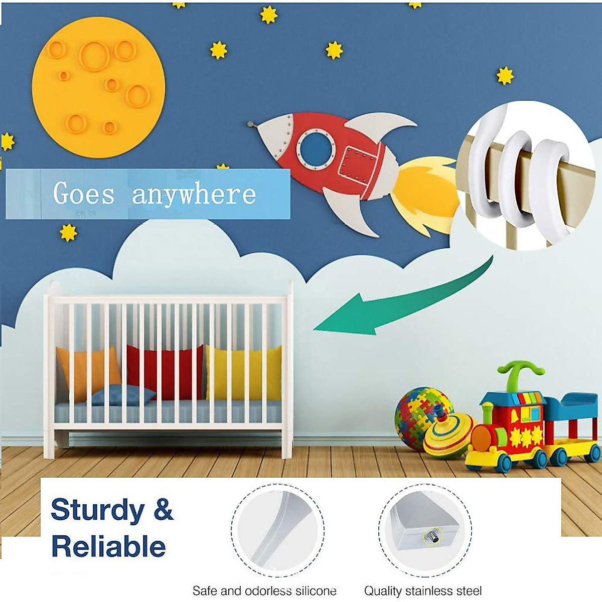 Baby Monitor Mount Shelf, Eoncore 360 Degree Infant Baby Camera Holder with 1/4 Threaded Hole Compatible with Arlo, Motorola, HelloBaby and Most Univeral Monitor Camera No Sticking No Drilling (White)