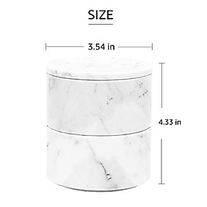 JIMEI Marble Jewelry Box Organizer Two-Tier Resin Storage Container with Removable Lid for Ring Necklace Bracelet Earrings, Rings and Accessories