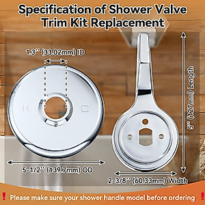Dreyoo Replacement for MTR-5 Shower Trim Kit, Compatible with Mixet Tub and Shower Knob Replacement, 5-1/2 OD Escutcheon, Chrome Temperature Control Handle, Clear Volume Control Handle