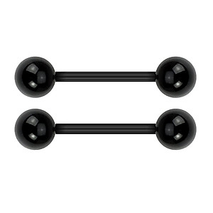 Forbidden Body Jewelry Nipple Rings, Tongue Rings, Nipple Piercing Jewelry, Nipple Jewelry, Black Flexible Acrylic Barbell Set 14G 16mm (5/8 Inch), 3 Pack