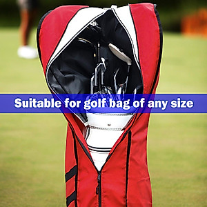 Golf Bag Rain Covers Travel Bag Dustproof Waterproof Foldable Golf Protection Accessories Multi Color (Red)