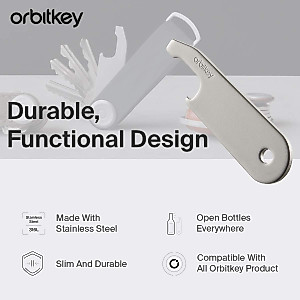 Orbitkey Active Rubber Key Organizer Jet Black Bottle Opener Compatible Key Organizer & Key Ring