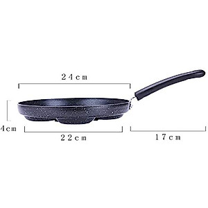 Egg Frying Pan, 4-Cups Non Stick Aluminium Alloy Fried Egg Cooker, Fried & Poached Egg Burger Steak Pan, Breakfast Skillet Cooker for Home Kitchen Cooking Tool(24cm,Black)