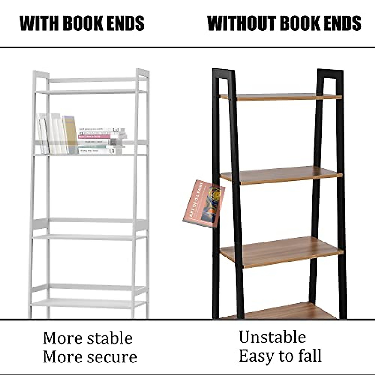 WTZ Bookshelf Book Shelf, Bookcase Storage Shelves Book case, Ladder Shelf for Bedroom, Living Room, Office MC-508(White)