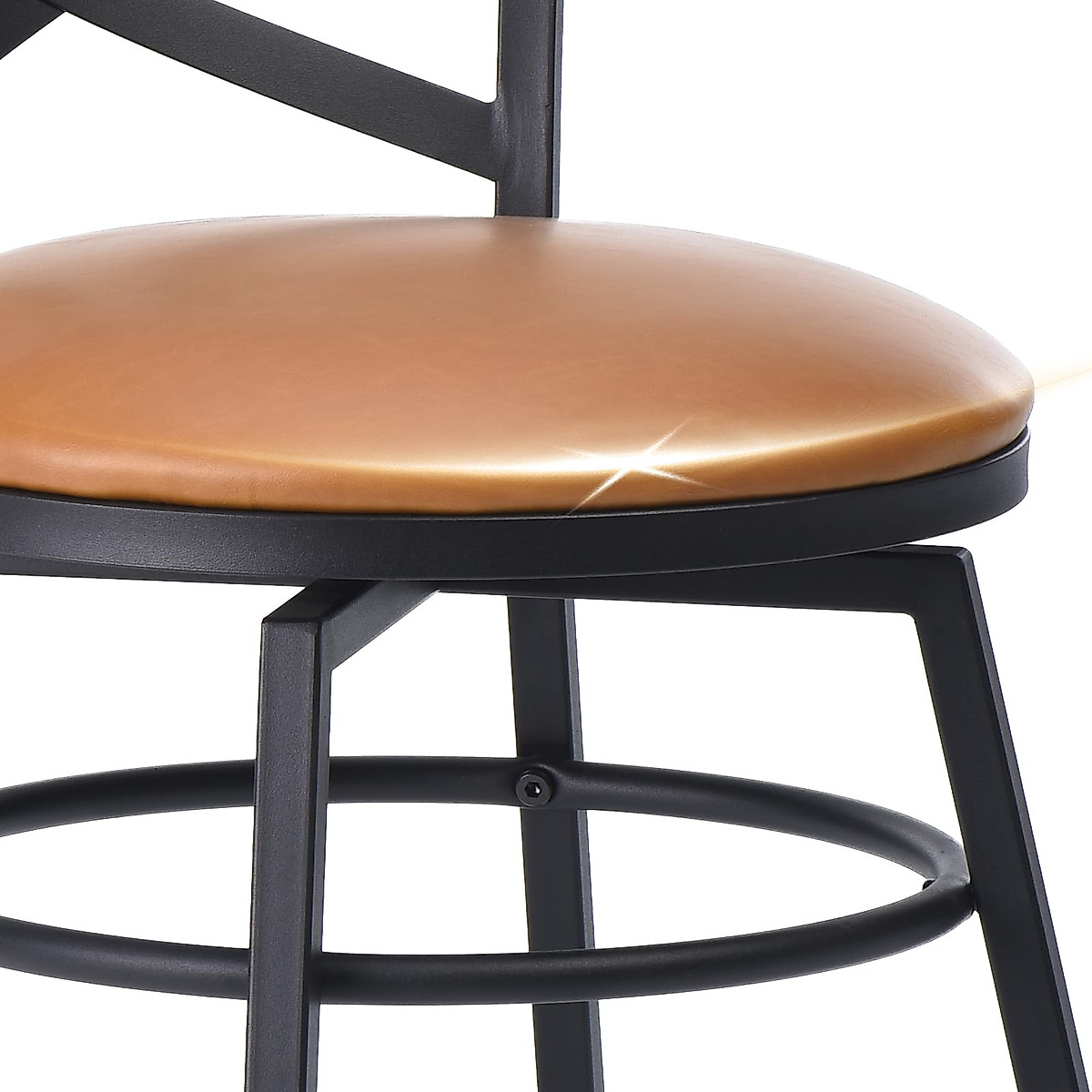 Soohow Upholstered Set of 4, Faux Leather Cushion Mid Century X Back Comfortable Swivel Room Retro Set,350LB,Whisky, Dining Chairs 4 PCS, Whiskey Brown