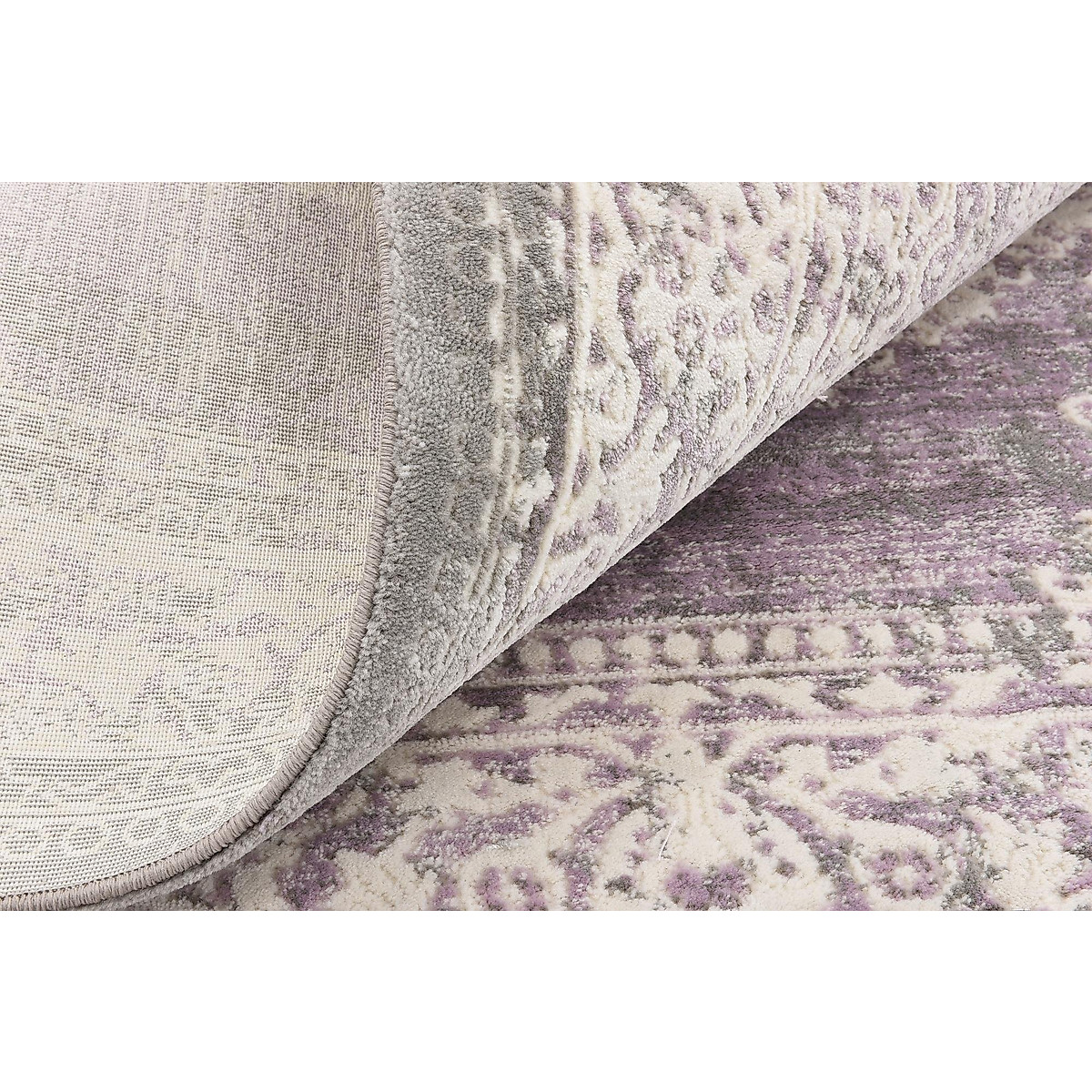 Unique Loom New Classical Collection Area Rug - Olwen (4'Square, Purple/ Gray)