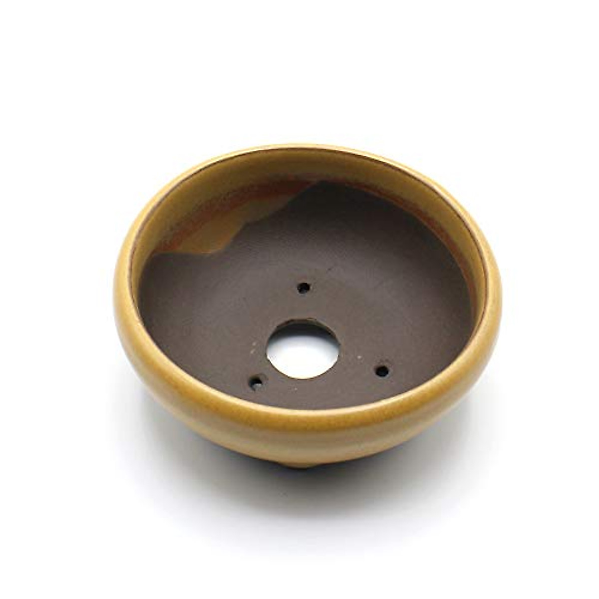 Bonsai Ceramic Pot Round Shape Three Legs Glazed (4, Ki-Yu)