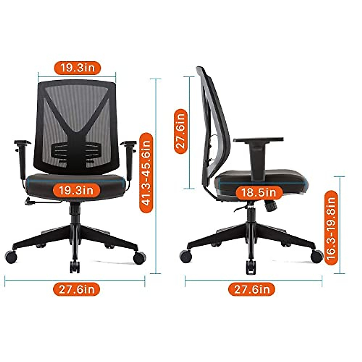 CLATINA Home Office Chair Ergonomic Desk Chair Mid Back Task Chair Mesh Computer Chair with Adjustable Armrest Adjustable Lumbar Support Executive Rolling Swivel Chair for Men Women Adults