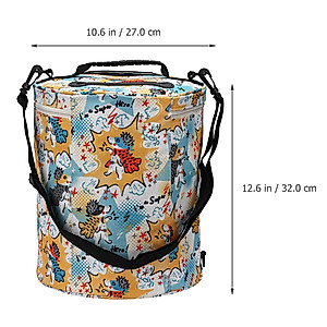 Knitting Bag Yarn Storage Tote Organizer with Shoulder Strap Handles Portable DIY Tool Bucket Round Container for Knitting Needles Crochet Hooks Accessories