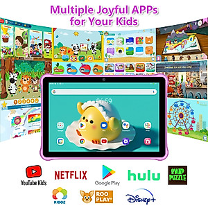 Blackview Kids Tablet Android 12 Tablet Tab A7 Kids 10.1 inch Tablets 64GB ROM 1TB Expand 6580mAh Tablet Toddler Tablet Bluetooth IPS HD+ Display Parental Control Educational Games Pink