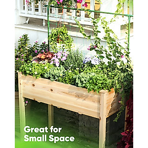 Quictent 48x24x30in Raised Garden Bed with Trellis, Elevated Wood Planter Box Stand for Backyard, Patio, Balcony w/Bed Liner, 200lb Capacity