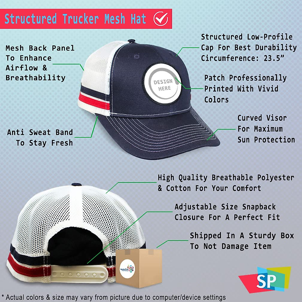 Patch Hat Trucker Baseball Cap Kitchen Slaw Board Utensil Image Home Kitchen Kitchen Kitchen Tools Cotton Chef Dad Hat for Men & Women Navy White Stripes Circle Patch