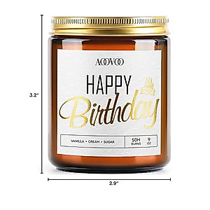 AOOVOO Vanilla Cream Odor Eliminating Highly Fragranced Candle - Eliminates 95% of Pet, Smoke, Food, and Other Smells Quickly, Happy Birthday Soy Candle, 9 oz Up to 50 Hours Burn time