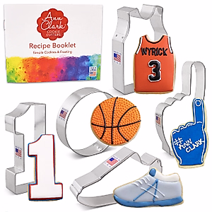 Basketball Cookie Cutters 5-Pc. Set Made in the USA by Ann Clark, Sneaker, Ball, Jersey, Number 1, Fan Hand