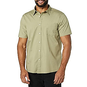Goodthreads Men's Standard-Fit Short-Sleeve Stretch Poplin Shirt, Light Olive, X-Large