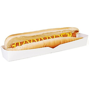 SCT Footlong Hot Dog Tray, 10.25 x 1.5 x 1.25, White, Paper, 500/Carton