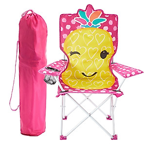 Heritage Kids Figural Pineapple Folding Kids Indoor Outdoor Beach Camp Chair with Portable Carry Case, Ages 6+