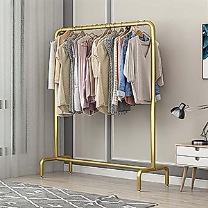 NEOCHY Clothing Display Racks, Iron Heavy-Duty Hangers, Open Bedroom, Balcony Drying Racks, Men's and Women's Display Racks, Saving Space/Golden/150X40X150Cm