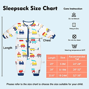 MooMoo Baby Sleep Sack with Feet 2.5 Tog Toddler Sleeping Sack for Winter Warm Wearable Blanket for Baby Cotton 18-24M