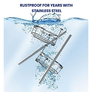 SEIRIONE Rustproof Shower Corner Caddy Organizer for Bathroom, 4 Adjustable Shelves with Tension Pole, for Bathtub Shampoo Accessories Storage Holder, 56 to 114 Inch Height