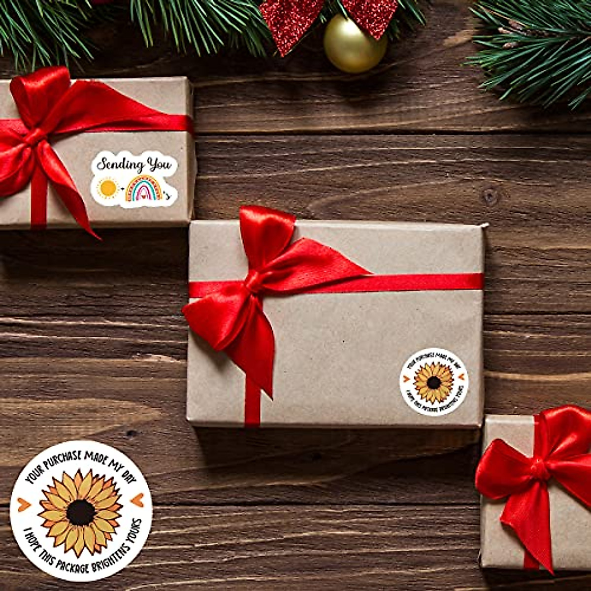 Littlefa Your Purchase Made My Day Stickers,Sunflower Small Business Stickers,Thank You Stickers,Handmade Stickers,Envelopes Seal Stickers,Mail Packaging Sticker for Small Business 500 PCS