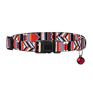 Breakaway Cat Collar with Bell - 2 Pack Safety Tribal Pattern Geometric Aztec Print Collars for Cats Kitten (Tribal + Geometric)