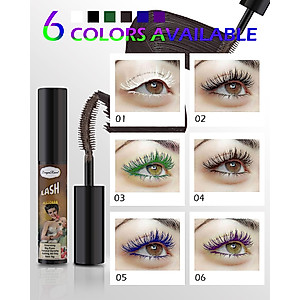 Waterproof Green Mascara Volume and Length,Long Lasting Non Clumping Curling Voluminous Colored Mascara for Eyelashes, Colorful Volumizing Tubing Mascara for Women Eye Makeup Cosplay Party-03