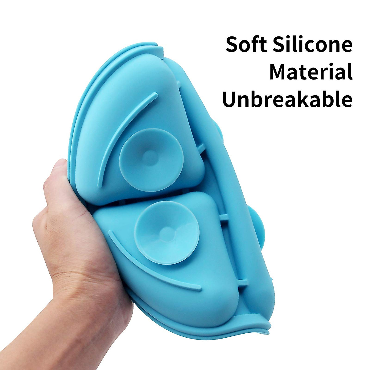 Baby Plates Toddler Plates with Suction,Silicone Suction Plates for Babies and Toddlers,Baby Divided Plates with Spoon Fork,Kids Plates BPA Free,Dishwasher and Microwave Safe (Green Blue Grey)