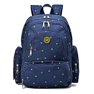 QIMIAOBABY diaper bag backpack, multifunctional and large-capacity travel diaper storage bag (Blue florets)