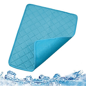 TGone Dog Cooling Mat Ice Silk Summer Pet Self Cooling Mats Washable Portable Keep Cool Pad for Dogs Cats Pets Cooling Gel Mat for Dogs (Blue, L)