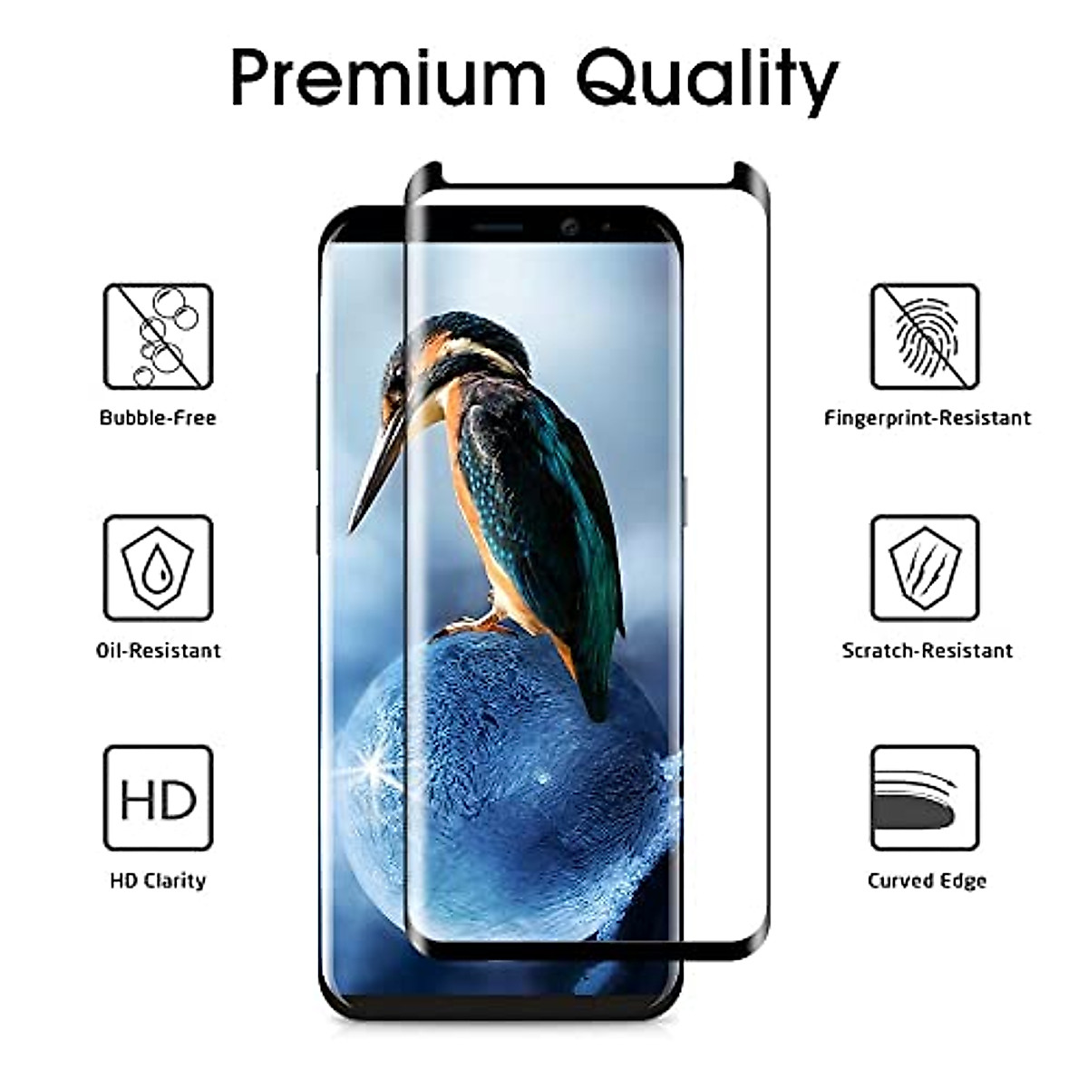 OTAO Galaxy S8 Screen Protector Tempered Glass (2 Pack), 3D Curved Dot Matrix Glass Screen Protector for Samsung Galaxy S 8 with Installation Tray [Case Friendly]