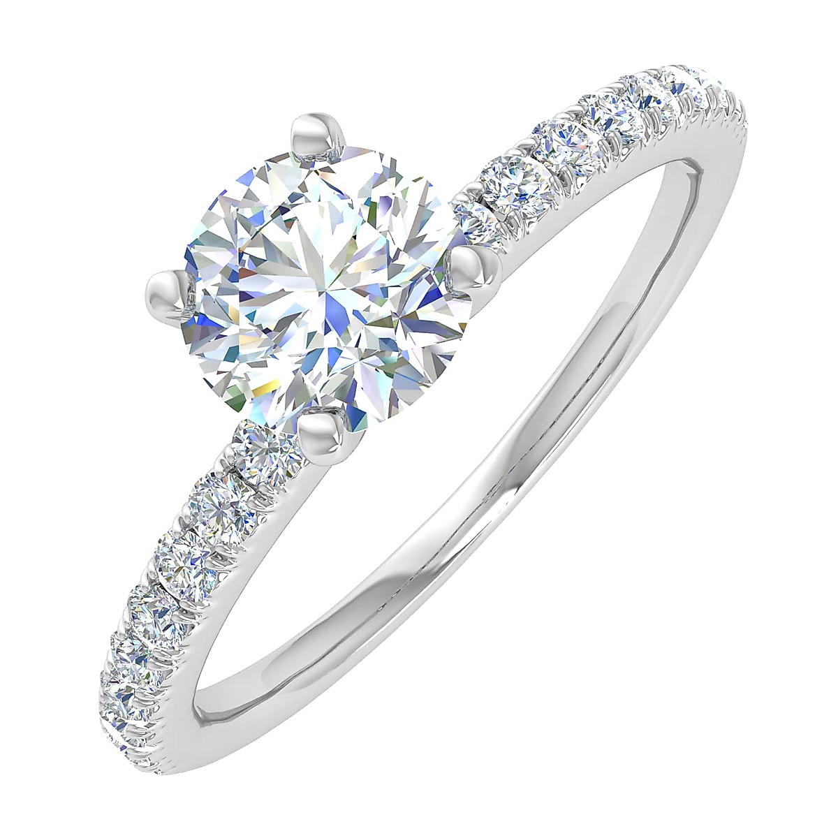 1/2 Carat Prong Set Solitaire Diamond Engagement Ring Band in 14K White Gold (Ring Size 7)