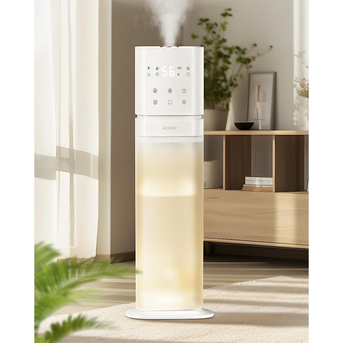 AILINKE Humidifier Large Room, 2.1Gal/8L Humidifiers for Bedroom with Extended Tube, Large Humidifiers 1000 sq.ft. Whole House Cool Mist Humidifier with Night Light, School/Office/Warehouse, White