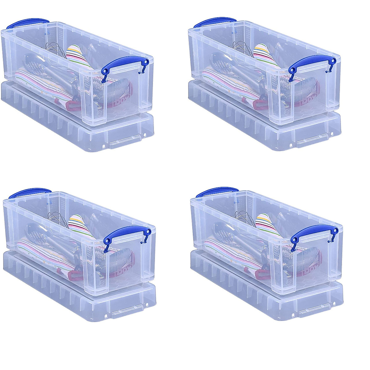 Really Useful Box Plastic Storage Box, 6.5 Liters, 17 1/2" x 7" x 6 1/4", Clear (4)