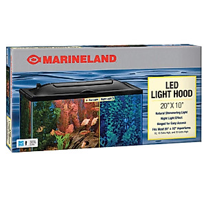 Marineland LED Light Hood For Aquariums, 20 Inches By 10 Inches, Natural Shimmering Light With Night Light Effect