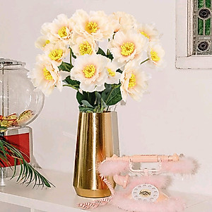 XHXSTORE 8 Pcs Artificial Flowers Faux Poppy Flowers Champagne Real Touch Flowers Stems Silk Floral Arrangement for Home Inddor Garden Party Table Centerpieces Wedding Decor (19.68 Inch)