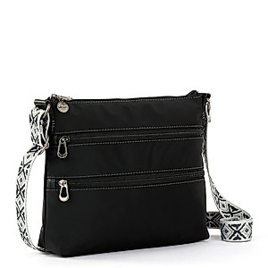 Sakroots Artist Circle Basic Crossbody in Eco Twill, Adjustable Crossbody Strap, Black