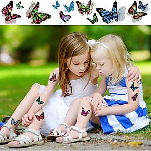 Butterfly Temporary Tattoos,150 Various Styles Butterfly Tattoos Stickers Waterproof 3D Tattoo for Kids Women Birthday Decorations Body Art Makeup Stickers