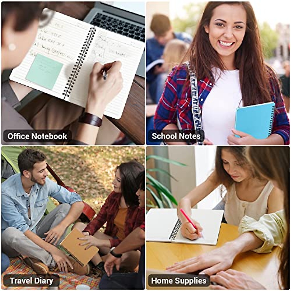 EUSOAR Hardcover College Ruled Spiral Notebooks, A5 3Packs 5.5"x8.3" 120 Pages Lined Travel Writing Subject Notebooks Journal, Memo Notepad Sketchbook, School Office Business Diary Spiral Book Journal