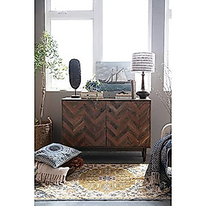 Creative Co-Op Cotton Embroidered Trim Pillow, 18" L x 18" W x 2" H, Blue